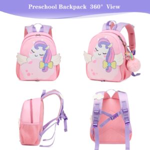 Toddler Backpack for Girls Unicorn Kids backpacks for Preschool Bookbags with Chest Strap and Anti-lost Safety Leash