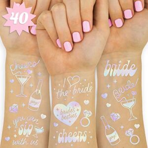 xo, fetti cheers bachelorette temporary tattoos - 40 iridescent styles | bachelorette party decoration, bridesmaid favor + bride to be