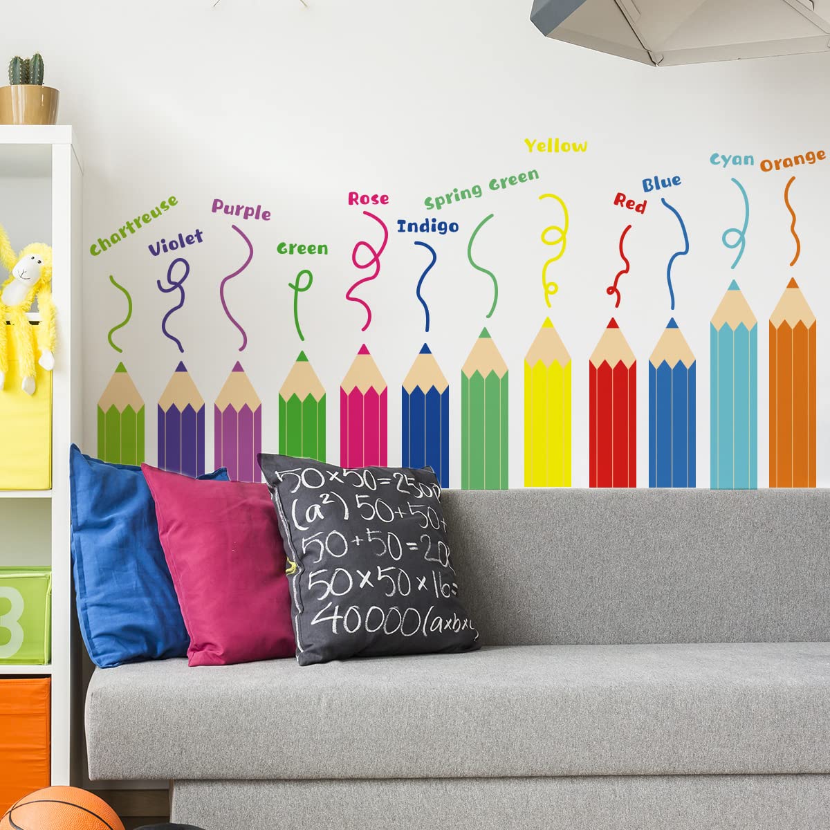 Multicolor Crayons Wall Decal Colorful Inspirational Wall Stickers DIY PeeI and Stick Pens Wall Decals Nursery Wall Sticker for Babys Kids Bedroom Living Room Classroom Office Kitchen Playroom Home