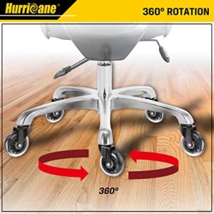 HURRICANE Office Chair Caster, Replacement Rubber Chair Wheel, Heavy-Duty Casters, Chair Wheels Set of 5, for Tile, Hardwood Floor and Carpet, 3 Inch, Flexible 360°Steering, Universal Fit