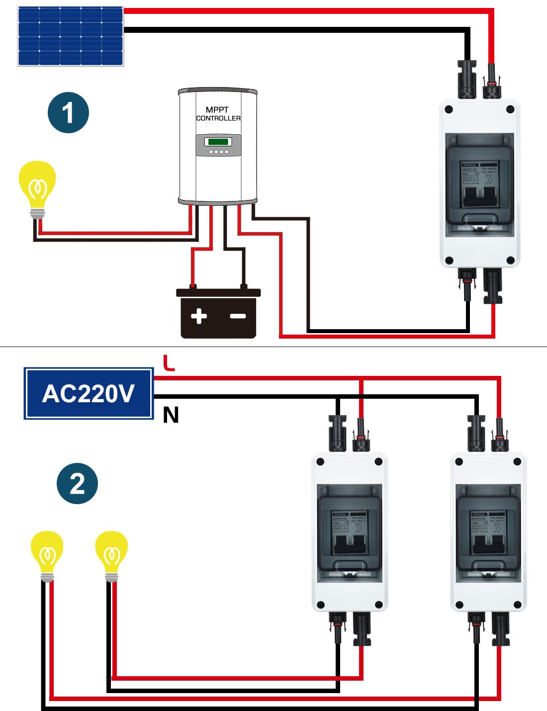 DIHOOL 20 Amp dc Circuit Breaker with Electrical pv Disconnect Box for Solar Panels, Solar Disconnect Switch Outdoor