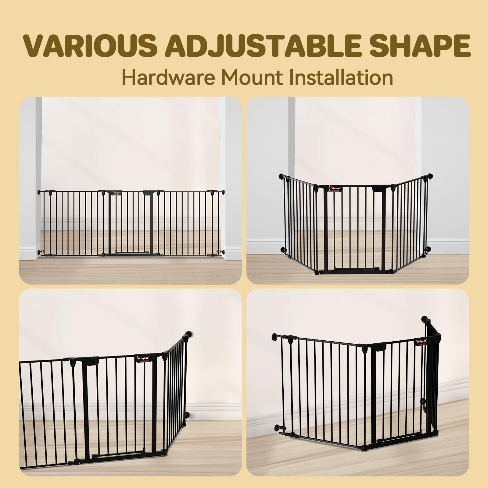 Baby Gate for Stairs, Dog-gate with Auto-Close Door, Double Locking System, Hardware Mounting, Quick Assembly (81 inch Black)