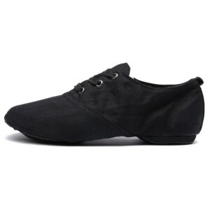 Jazz Shoes for Women Girls Split Sole Canvas Ballet Dance Teaching Flats Black 11 M US Women