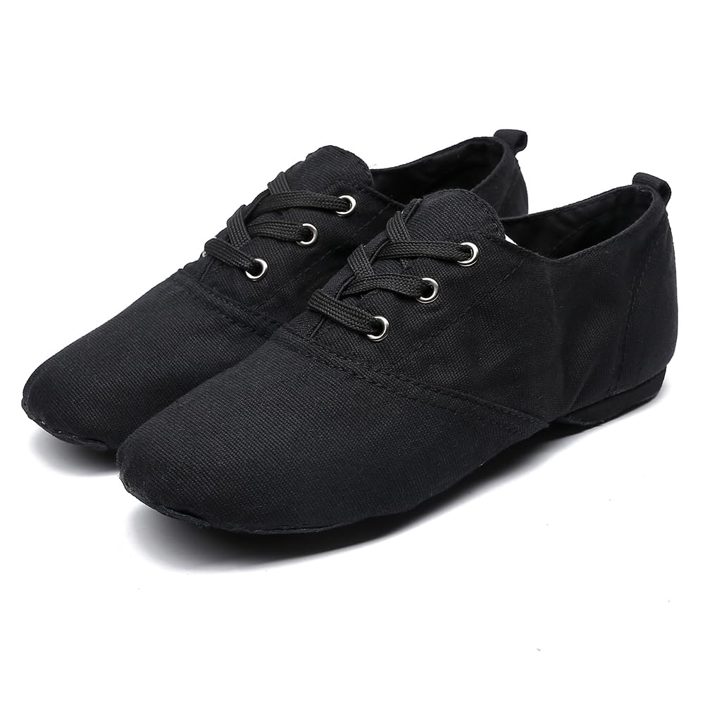 Jazz Shoes for Women Girls Split Sole Canvas Ballet Dance Teaching Flats Black 11 M US Women