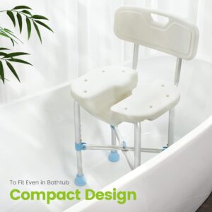 OasisSpace Shower Chair Bath Seat for Inside Bathtub, Upgraded U-Shaped Shower Seat and Bath Stool Safety Shower Bench for Elderly,Handicap,Disabled