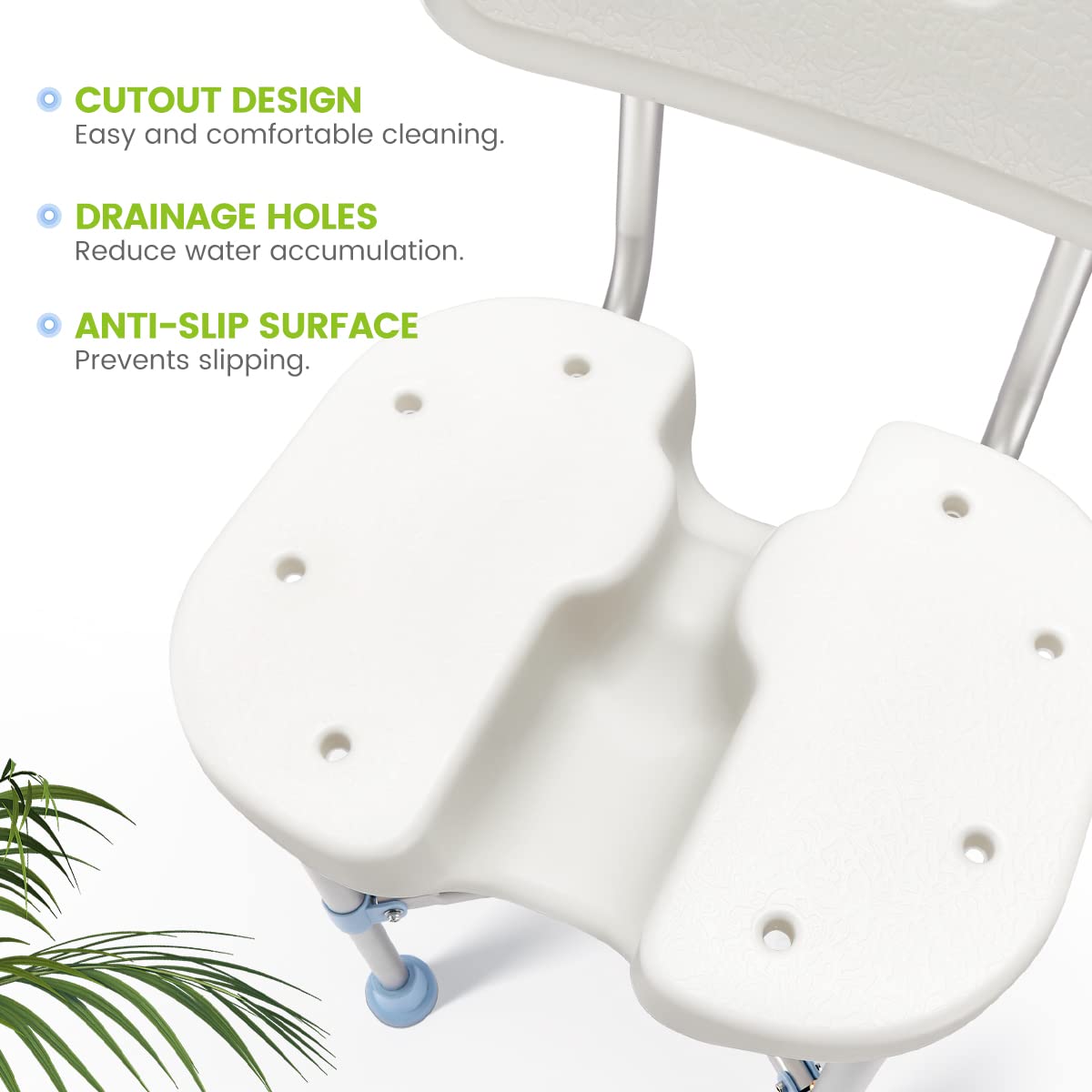 OasisSpace Shower Chair Bath Seat for Inside Bathtub, Upgraded U-Shaped Shower Seat and Bath Stool Safety Shower Bench for Elderly,Handicap,Disabled