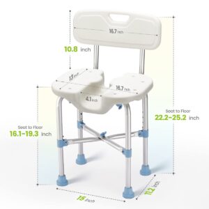 OasisSpace Shower Chair Bath Seat for Inside Bathtub, Upgraded U-Shaped Shower Seat and Bath Stool Safety Shower Bench for Elderly,Handicap,Disabled