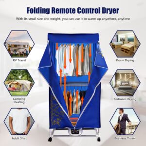 Clothes Dryer Portable Travel Dryer Machine, Portable Dryer For Apartments, New Generation Electric Clothes Drying Machine, Folding Remote Control Dryer for Home Using, 27.55in*19.68in*4.92ft