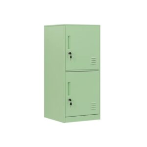 daytoys 2 door metal vertical storage locker for kids bedroom, children room, school, office, home,stackable steel storage cabinet for toys, sports equipment,anti-falling device. (2d, green)