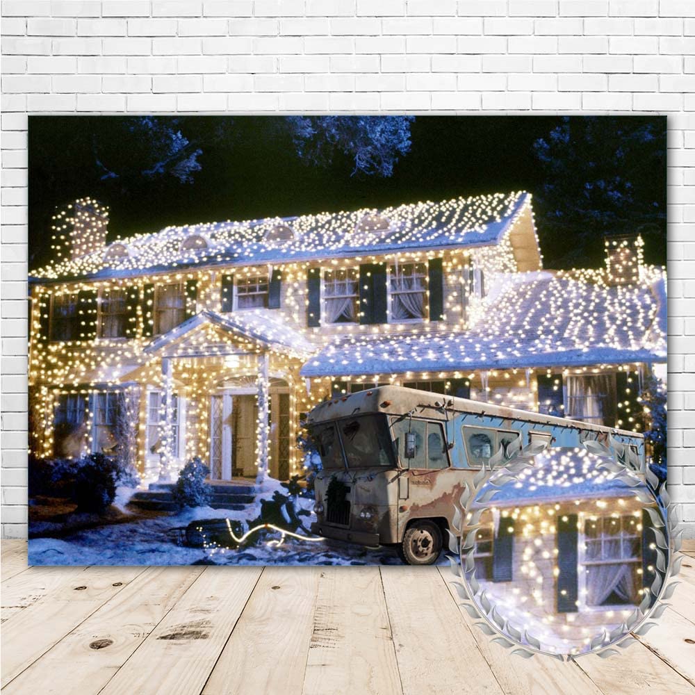 National Lampoons Christmas Vacation Backdrop 7x5ft Glitter Christmas Truck Cousin Eddie RV Background for Family Xmas Picture Photography Vinyl Christmas Vacation Backgrounds Backdrops Holiday