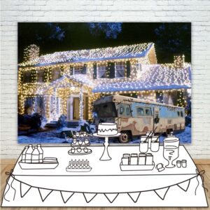 National Lampoons Christmas Vacation Backdrop 7x5ft Glitter Christmas Truck Cousin Eddie RV Background for Family Xmas Picture Photography Vinyl Christmas Vacation Backgrounds Backdrops Holiday