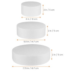 3PCS Round Foam Cake Set Fake Wedding Cake Round Cake Mini Cake for Wedding Display Window Fondant Cake Decorating Practice Mould Cake 3-Tier Cake Wedding Decor