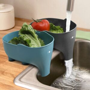 kitchen sink drain basket | elephant drain basket & rack | multi functional filtering drain for shelf corner | kitchen sink drain strainer for food | large dish drainer for fruits, vegetables & more