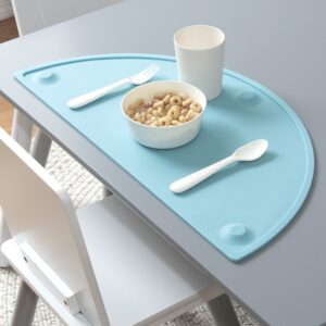 gasaré, Extra Large 22 x 11 Inches, Silicone Placemats for Toddlers, Kids Placemats for Dining Table, Suction Cups, Raised Edges, Non-Slip, Food Grade, BPA Free, Dishwasher Safe, Blue