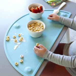 gasaré, Extra Large 22 x 11 Inches, Silicone Placemats for Toddlers, Kids Placemats for Dining Table, Suction Cups, Raised Edges, Non-Slip, Food Grade, BPA Free, Dishwasher Safe, Blue