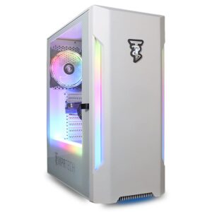 viprtech prime gaming pc computer desktop - intel core i5 3rd gen, geforce gtx 750 4gb, 16gb ram, 1tb hdd, wifi, rgb lighting, windows 10 pro, streaming, editing, white