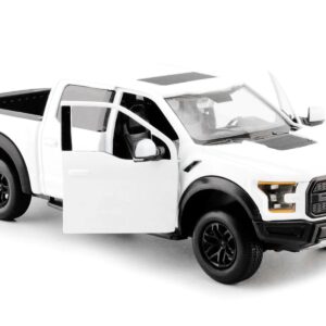 2017 Raptor Pickup Truck White with Black Wheels 1/24 Diecast Model Car by Motormax 79344