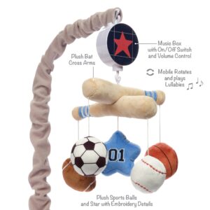 Lambs & Ivy Baby Sports Musical Baby Crib Mobile Soother Toy - Gray