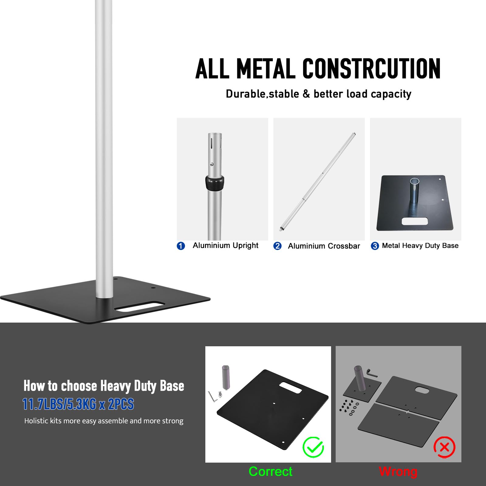 Hecis 10x20Ft Adjustable Double Crossbar Backdrop Stand Kit for Events, Parties, Trade Shows and Weddings