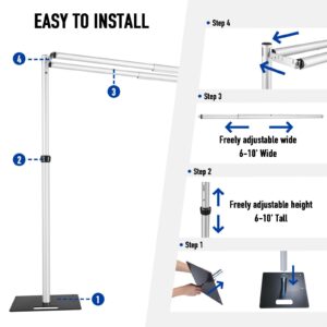 Hecis 10x20Ft Adjustable Double Crossbar Backdrop Stand Kit for Events, Parties, Trade Shows and Weddings