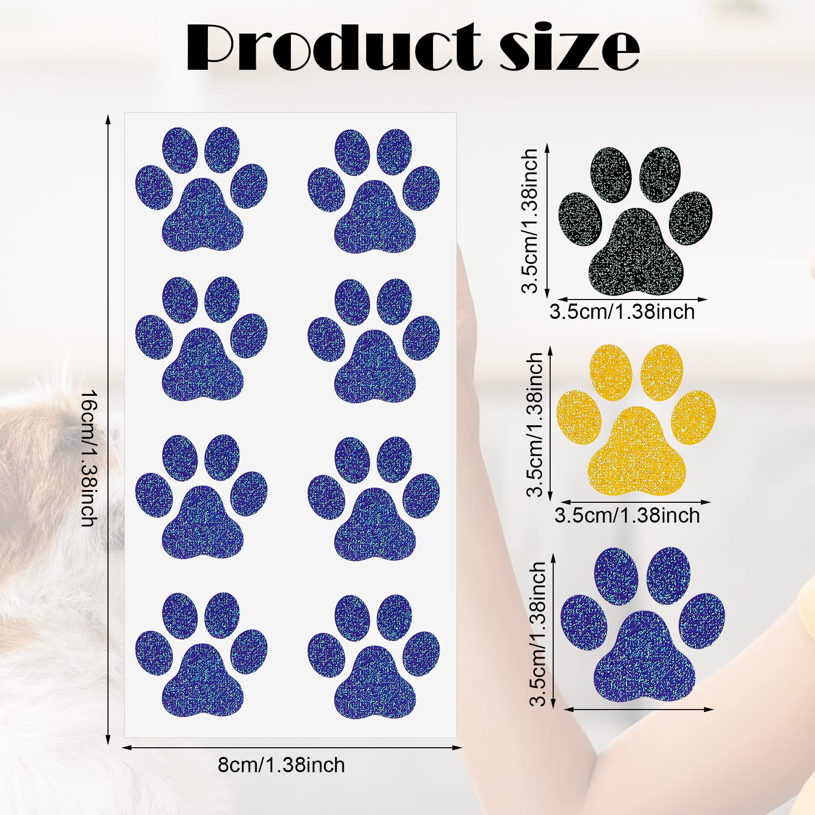 20 Sheets 240 Pcs Dog Paw Glitter Tattoo Sticker Temporary Tattoos Dog Paw Body Tattoos for Women Girls Face Body Accessories (Dog Paw Style)