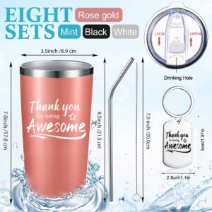 Sieral Thank You for Being Awesome Tumbler,Thank You Gifts for Women Men 20oz Insulated Stainless Steel Travel Tumbler with Lid and Straw Appreciation Gift with Keychain (Classic Color,16 Pieces)