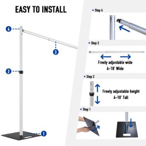 Hecis 10x10Ft Pipe and Drape Kit, 6-10' Tall x 6-10' Wide Adjustable Pipe and Drape Stand, Heavy Duty Backdrop Stand for Event, Party, Trade Shows and Wedding Decor