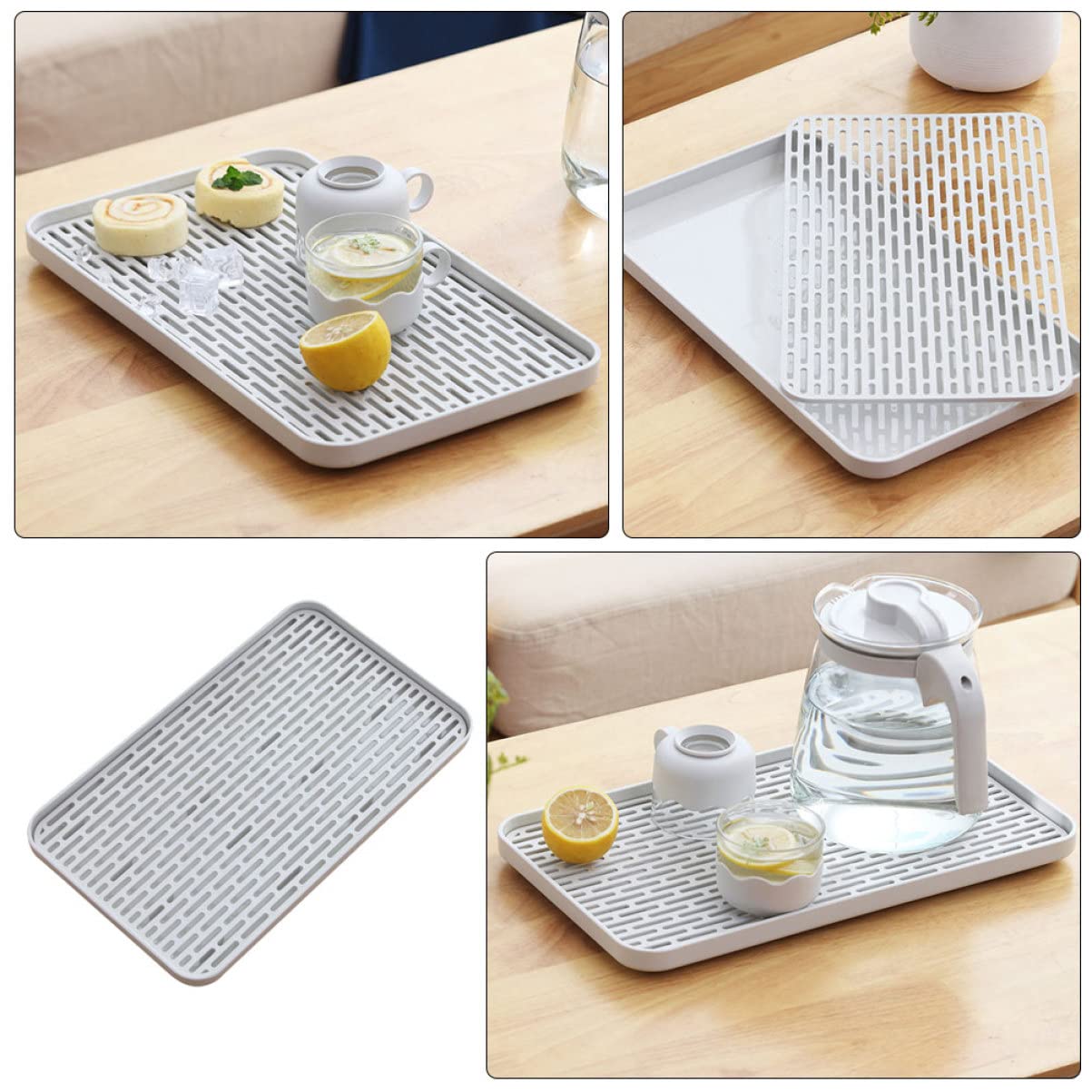 Cabilock 1pc Drain Rack Veggie Tray Dish Drain Board Utensil Draining Rack Dish Rack Tray Coffee Drainage Tray Draining Mat Appetizer Tray Household Draining Pad White Platter Plastic Sink