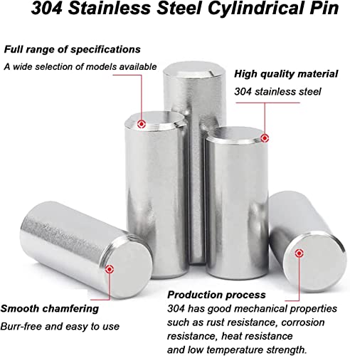 Othim 10 Pcs Stainless Steel Dowel Pins Length 10-22Mm, Dowel Pin Fastener Elements Used on Precise Location, Diameter 12Mm,Length 15mm