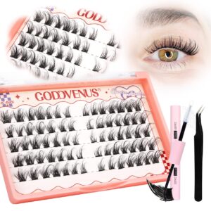 anime lashes individual manga eyelashes natural look lashes wispy clear band strip eyelashes spiky korean style lashes pack by goddvenus (8 pairs 4 styles)