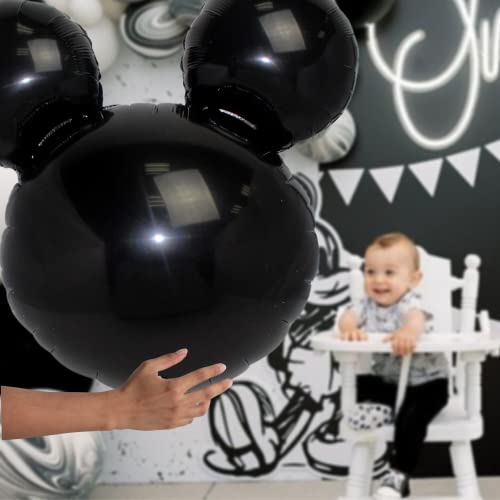 5 PCS Black Mouse Head Foil Balloons For Kids Mouse Birthday Party Supplies 24" Mouse Mylar Balloons for 1st Birthday Mouse Head for Kids Birthday Party Decoration