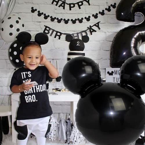 5 PCS Black Mouse Head Foil Balloons For Kids Mouse Birthday Party Supplies 24" Mouse Mylar Balloons for 1st Birthday Mouse Head for Kids Birthday Party Decoration