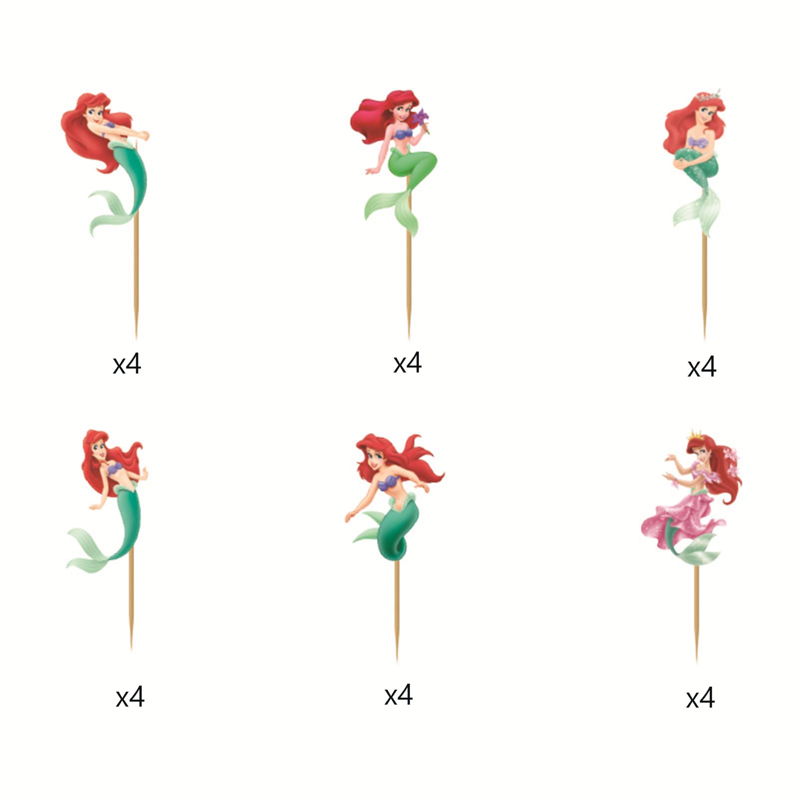 24PCS Mermaid Cupcake Toppers for Princess Happy Birthday Cupcake Decorations for Kids Birthday Party Mermaid Party Supplies Favors for Baby Shower, Birthday Party, Mermaid Theme Party,