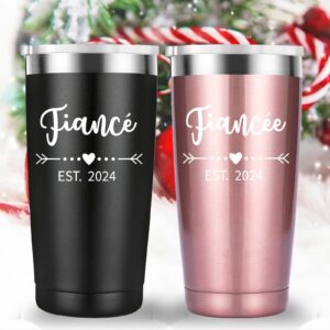 Mamihlap Engagement Gifts for Couple Tumbler.Boyfriend Girlfriend Fiance Fiancee Gift for Him and Her.Gift for Newly Engaged Anniversary Bride Groom Mr Mrs Him Hers(20oz Black&Rose Gold)