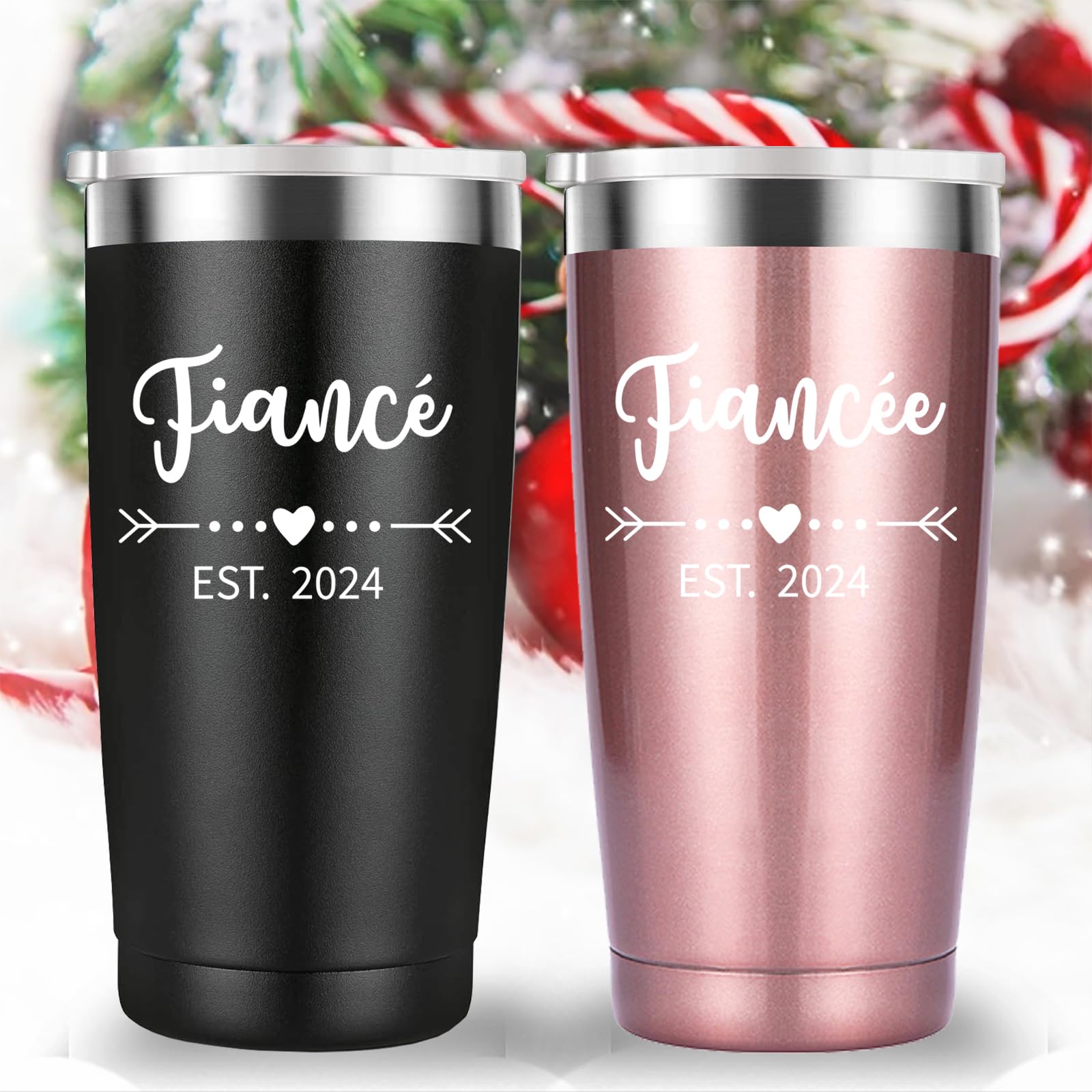 Mamihlap Engagement Gifts for Couple Tumbler.Boyfriend Girlfriend Fiance Fiancee Gift for Him and Her.Gift for Newly Engaged Anniversary Bride Groom Mr Mrs Him Hers(20oz Black&Rose Gold)