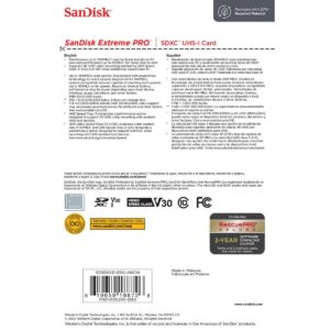 SanDisk Extreme PRO 128GB UHS-I U3 SDXC Memory Card