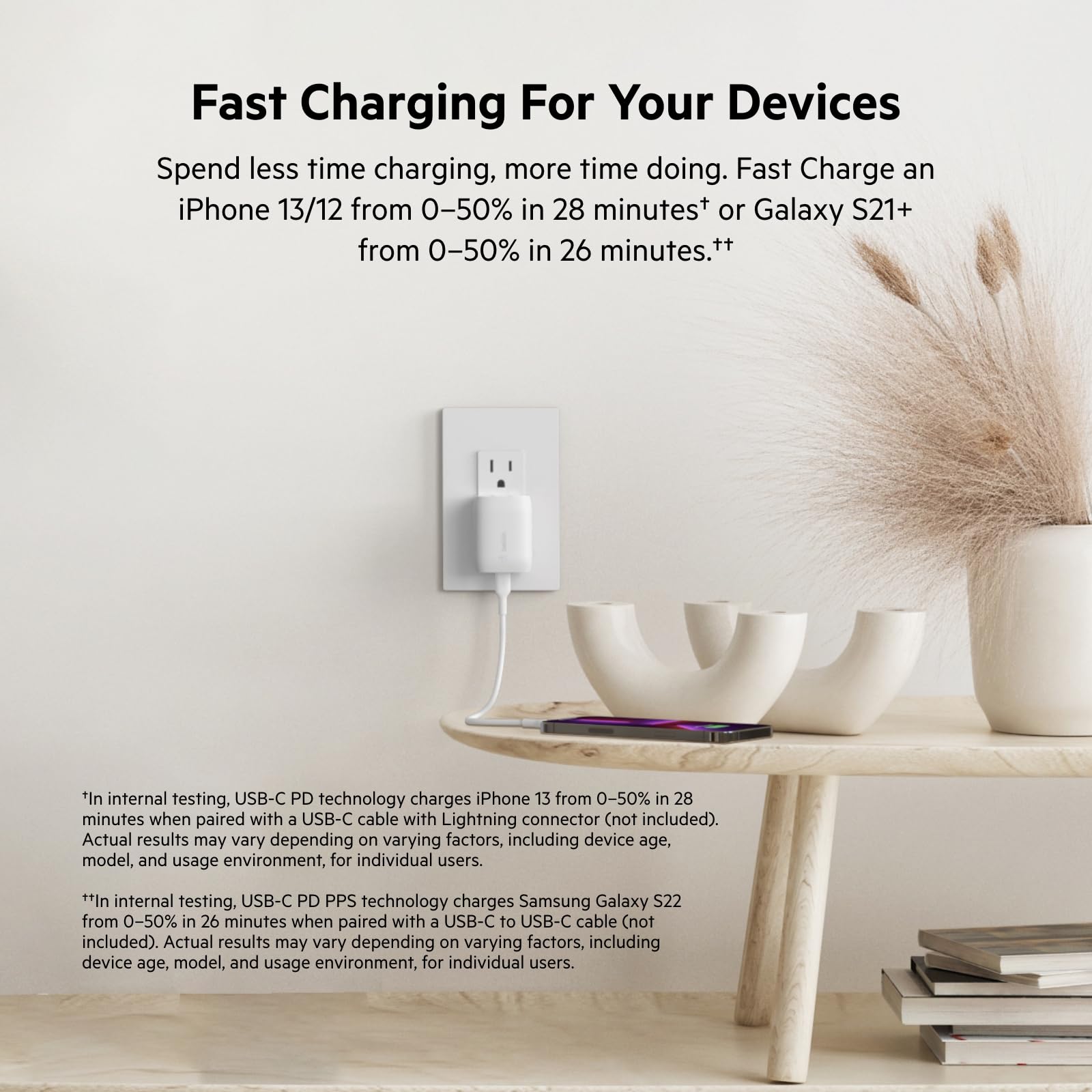 Belkin 20-Watt USB-C Wall Charger, Power Delivery USB-C Charger, PPS Fast Charging for Apple iPhone 15, 15 Plus, 15 Pro, 15 Pro Max, 14, 14 Pro, 14 Pro Max, Galaxy S23, iPad, AirPods & More - White