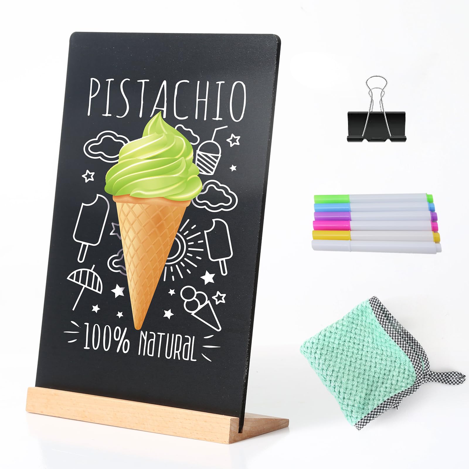 8.7x12 in Chalkboard Signs Small Chalkboard Signs with Stand for Tabletop Decor Double Sided Mini Chalkboard for Restaurant Food Menu, Kids Message Board, Wedding Party (1 Pack)