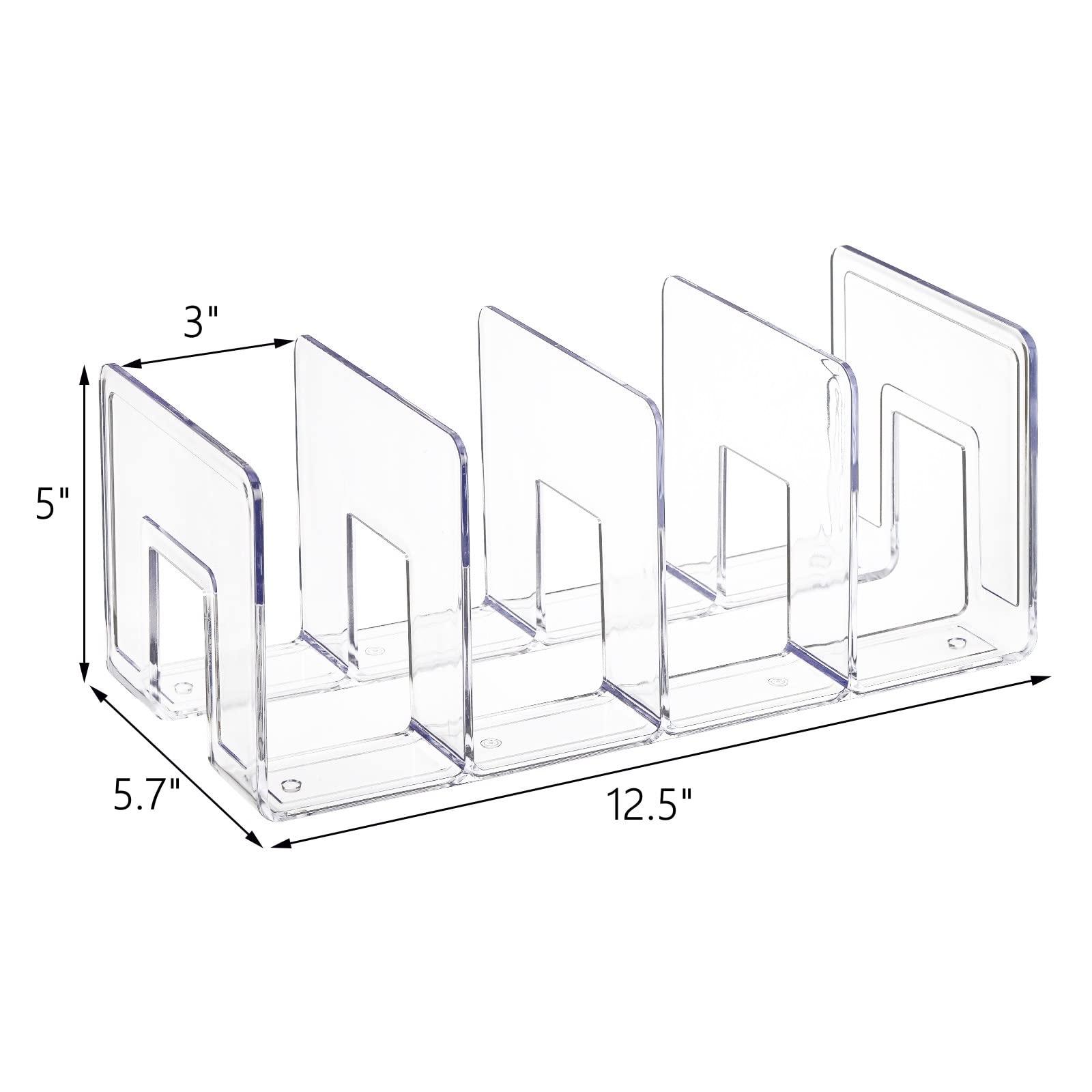 Lawei 4 Pack Acrylic File Sorter, 4-Section Clear Desktop File Folder Holder Organizer, Thick Office Storage Stand Rack for Book, Envelopes, Mail, Document, Notebook, Binder, Purse, Clutch Divider