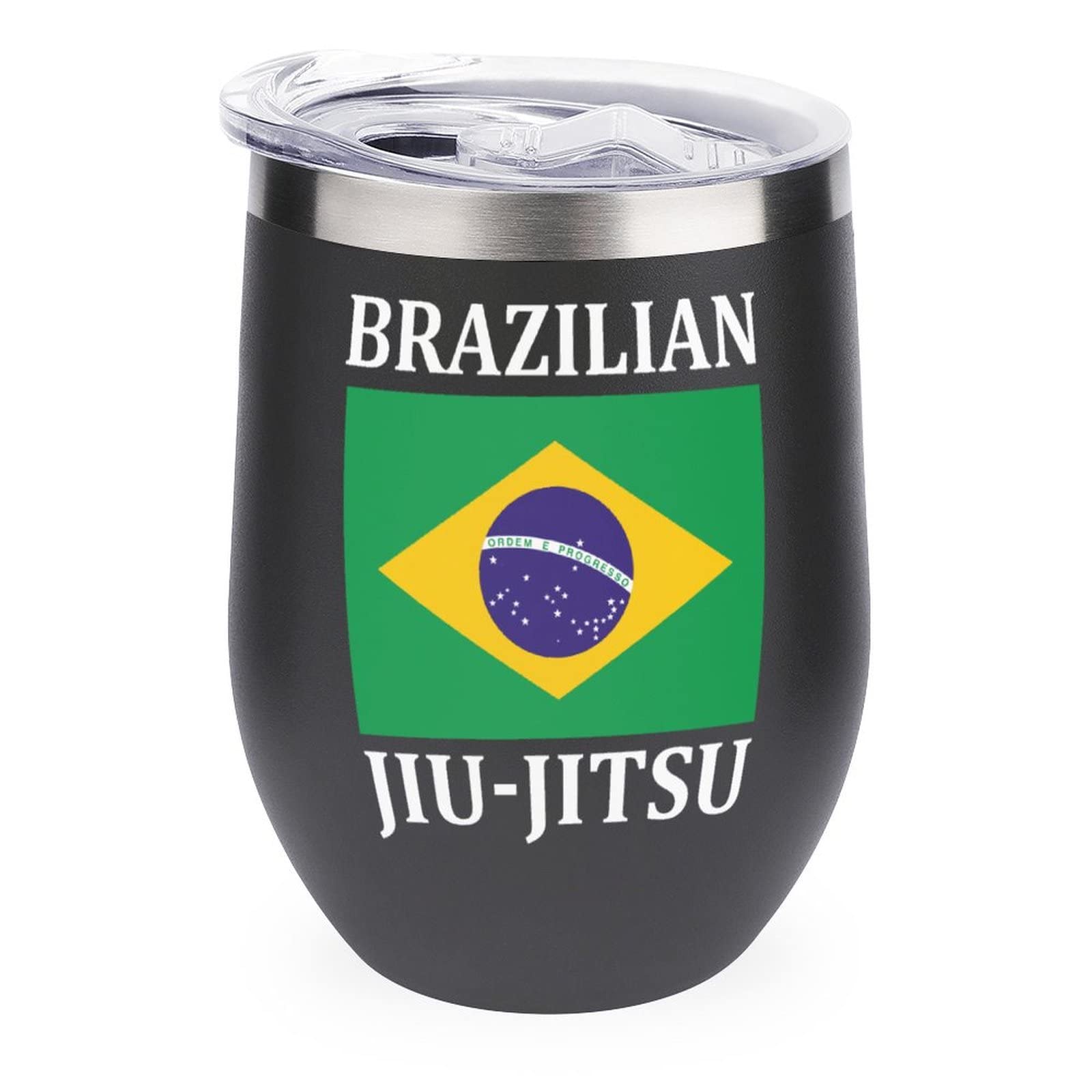 Brazilian Jiu Jitsu Wine Tumbler Travel Coffee Mug Stainless Steel Insulated Cup with Lid Gift for Men Women 12oz