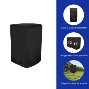 15 Inch Outdoor Powered Speaker Cover, Upright Speaker Cover Cloth Speaker Cover Bag Speaker Protective Cover Sunscreen Waterproof Audio Dust Protection Bag (Black)