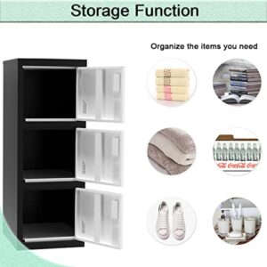 CBNTKI Metal Locker Storage Cabinet for School, Gym, Home, Office Employee Lock Box,Steel Organizer with 3 Doors & Keys (1)