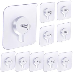 yogeernic adhesive hooks for wall(13lb max), wall hangers without nails for photos frames, utility waterproof and oil resistant hooks for decorations and bathroom kitchen racks -10 pack