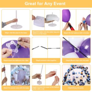 RUBFAC Balloon Arch Kit with Base and 12 Pack Balloon Stick Holder with Base for Table Reusable Balloon Stand Kit for Birthday Baby Shower Wedding Party Decoration