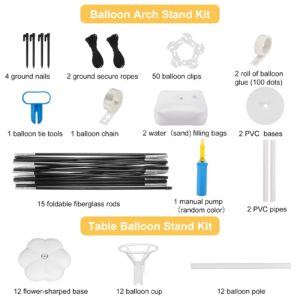 RUBFAC Balloon Arch Kit with Base and 12 Pack Balloon Stick Holder with Base for Table Reusable Balloon Stand Kit for Birthday Baby Shower Wedding Party Decoration