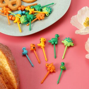 18 Pcs Dinosaur Food Picks for Kids, Cartoon Dessert Fruit Forks Toddlers Lunch Bento Box Decor Cute Mini Animal Toothpick Accessories for Sandwich, Cake, Pastry, Children, Adult, Home Party