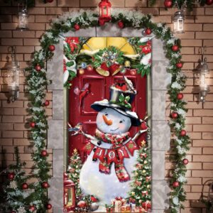 christmas snowman door cover decorations christmas front door banner backdrop xmas party photography background holiday door cover outdoor home indoor school winter new year decor, 70.9 x 35.4 in