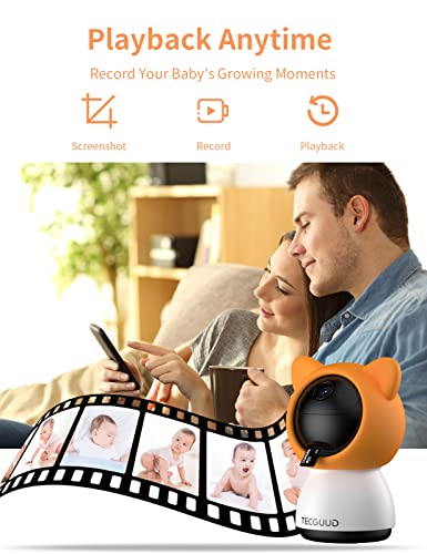 TECGUUD Video Baby Monitor with Camera and Audio, 5" Display, 2.4GH WiFi 1080P Camera, NightVision, Motion and Sound Notifications, Humidity, Room Temp,2-Way Talk， Support Phone App Control