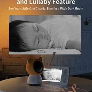 TECGUUD Video Baby Monitor with Camera and Audio, 5" Display, 2.4GH WiFi 1080P Camera, NightVision, Motion and Sound Notifications, Humidity, Room Temp,2-Way Talk， Support Phone App Control