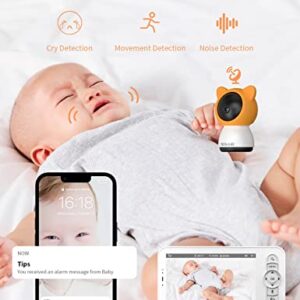 TECGUUD Video Baby Monitor with Camera and Audio, 5" Display, 2.4GH WiFi 1080P Camera, NightVision, Motion and Sound Notifications, Humidity, Room Temp,2-Way Talk， Support Phone App Control